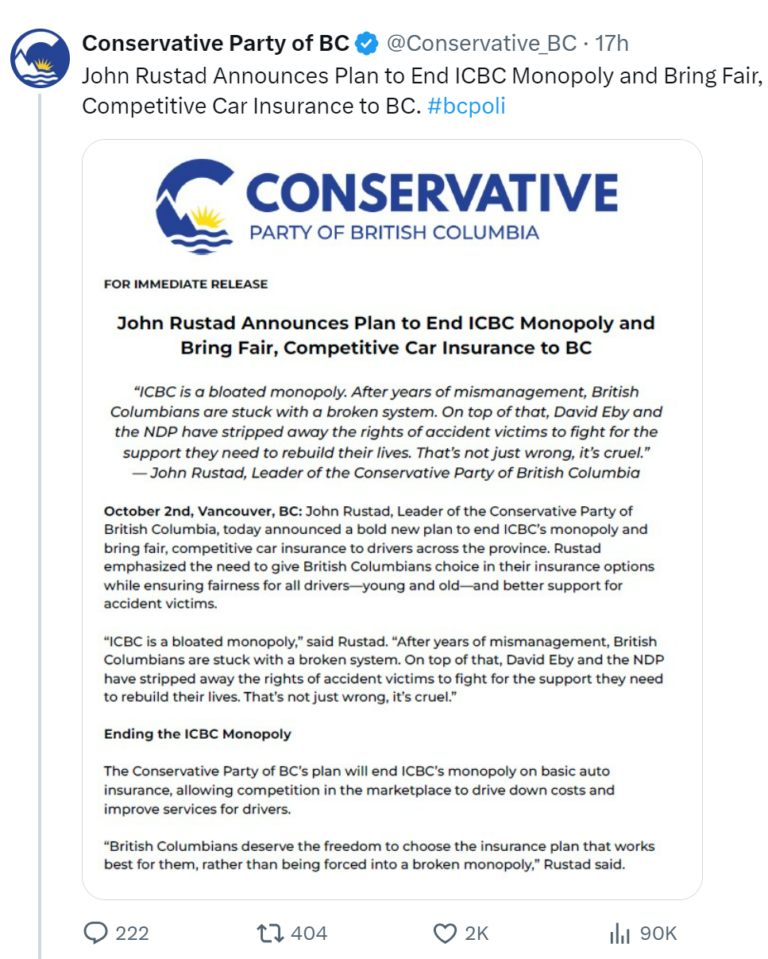 BC Conservatives Promise to “end ICBC’s monopoly” and Restore Rights ...